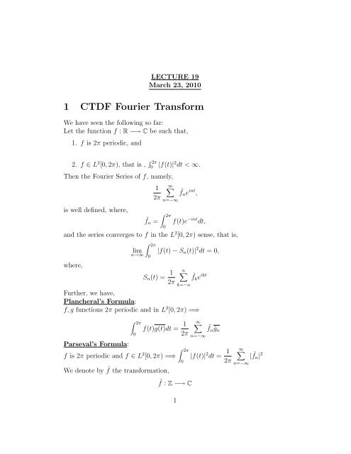 1 CTDF Fourier Transform - CEDT