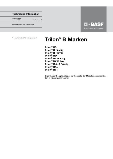 Trilon® B Marken - Performance Chemicals - BASF