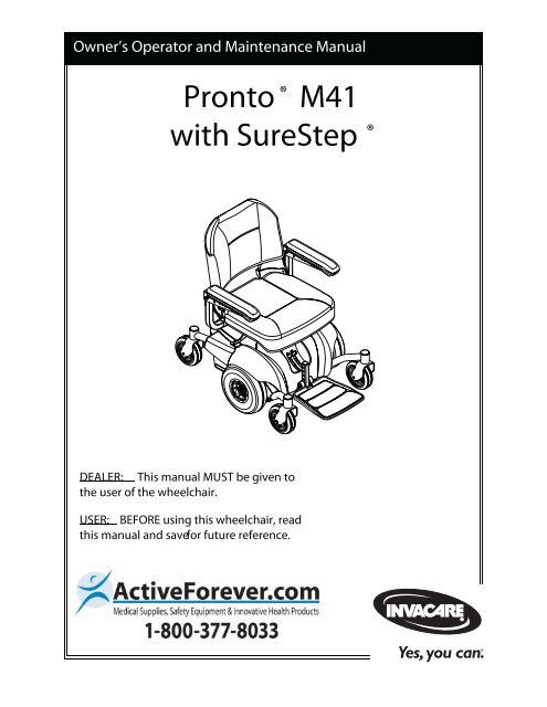 Invacare Pronto Power wheelchair User Manual (.pdf) - ActiveForever