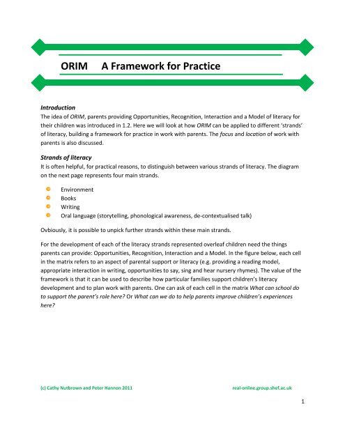 ORIM A Framework for Practice