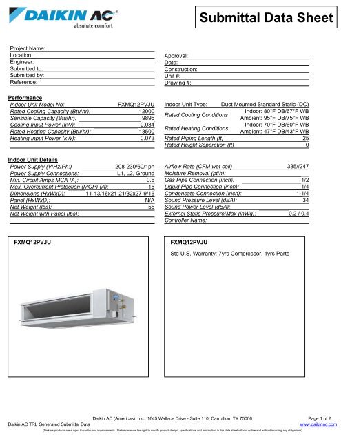 FXMQ12PVJU - Daikin AC
