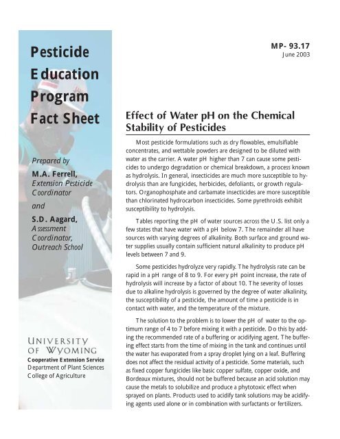 Pesticide Education Program Fact Sheet