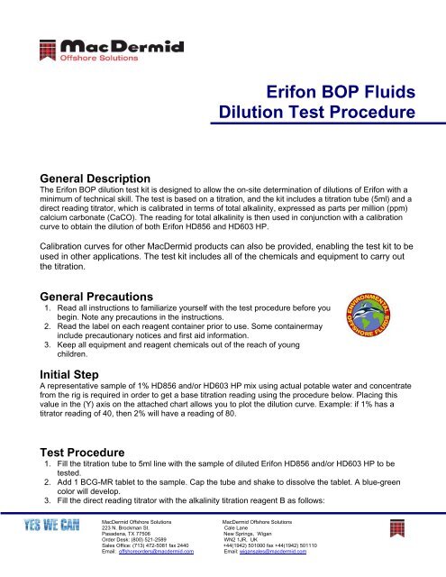 Erifon BOP Fluids Dilution Test Procedure General ... - ER Trading AS