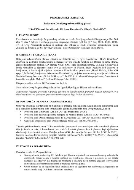 PROGRAMSKI ZADATAK Za izradu Detaljnog ... - Herceg-Novi