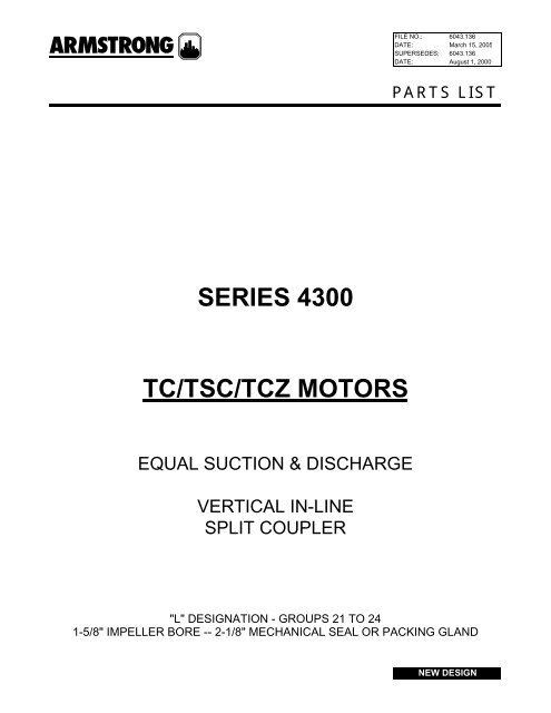SERIES 4300 TC/TSC/TCZ MOTORS - Armstrong Pumps