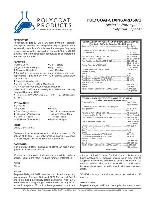 polycoat-staingard 6072 - Polycoat Products