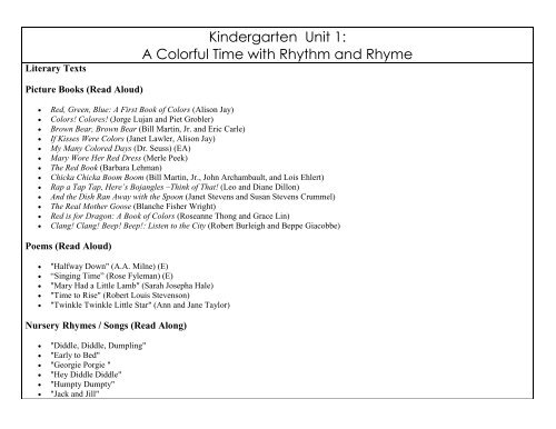 A Colorful Time with Rhythm and Rhyme - acsliteracy