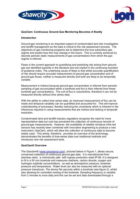 GasClam: Continuous Ground-Gas Monitoring ... - Shawcity Limited