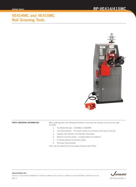 VE414MC and VE415MC Roll Grooving Tools RP-VE414 ... - Victaulic