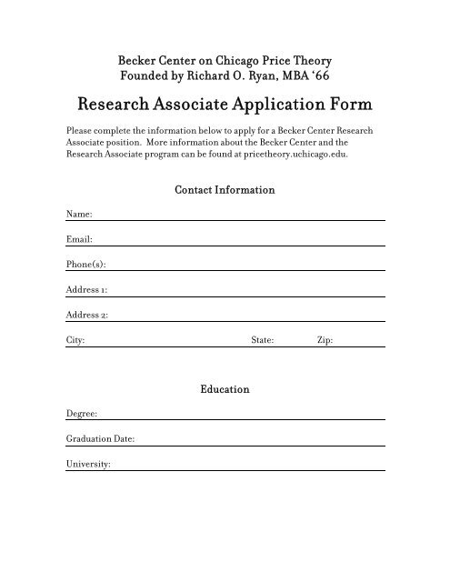 Research Associate Application Form - Price Theory