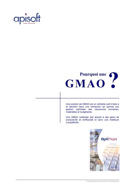 GMAO OptiMaint - BIENVENUE CHEZ OPTIMAX
