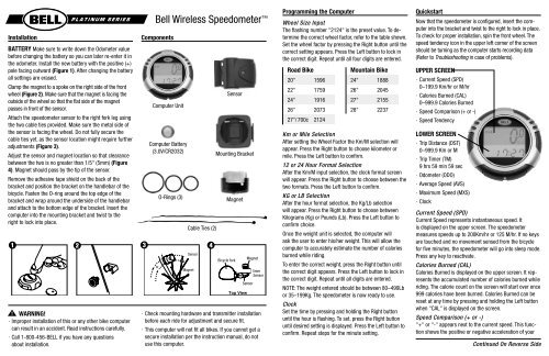Bell Wireless Speedometerâ ¢ - Bell Bike Stuff