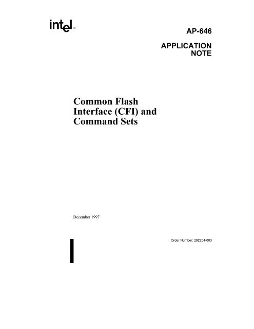 Common Flash Interface (CFI) and Command Sets