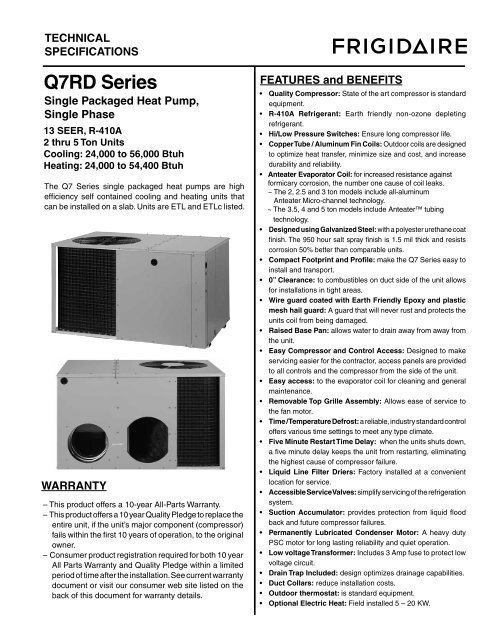 Package Unit Specification Sheets