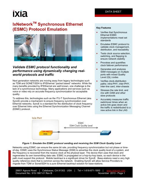 IxNetworkTM Synchronous Ethernet (ESMC) Protocol Emulation - Ixia