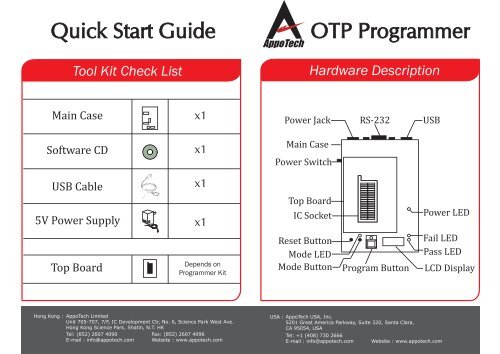 OTP Programmer Quick Start Guide - AppoTech