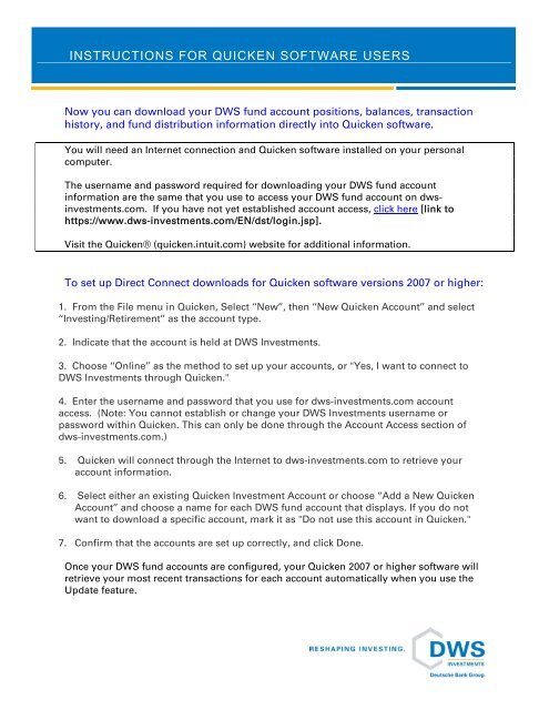 GENERAL TEMPLATE - DWS Investments