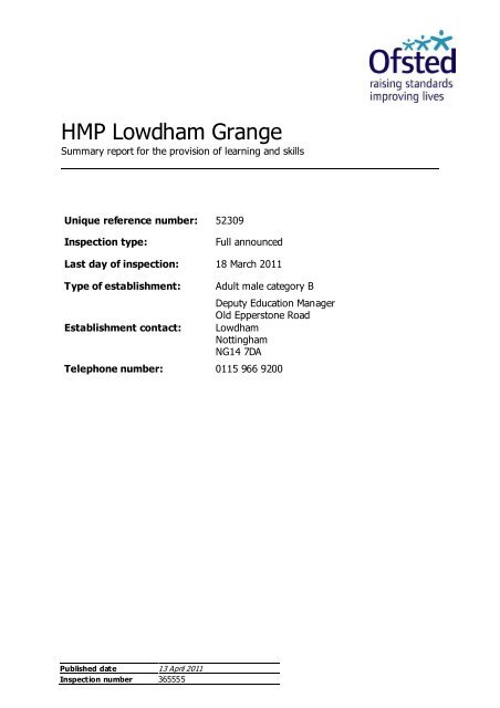 HMP Lowdham Grange - Inside Time