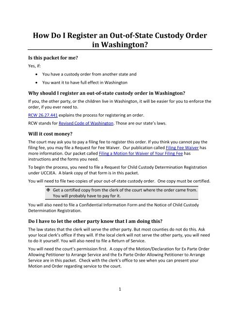How Do I Register an Out-of-State Custody Order in Washington?