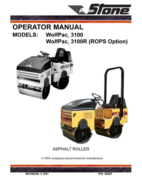 OPERATOR MANUAL - Stone Construction Equipment, Inc.