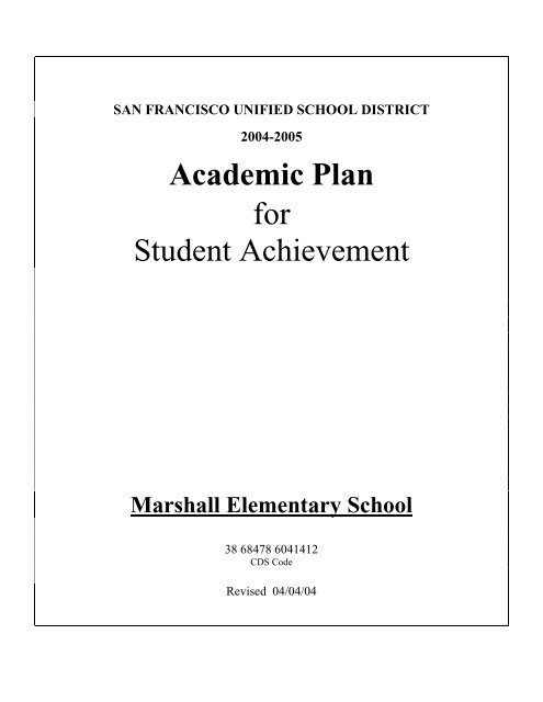 Academic Plan for Student Achievement - SFUSD