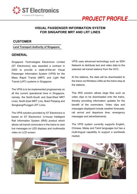 Visual Passenger Information System for Singapore ... - ST Electronics