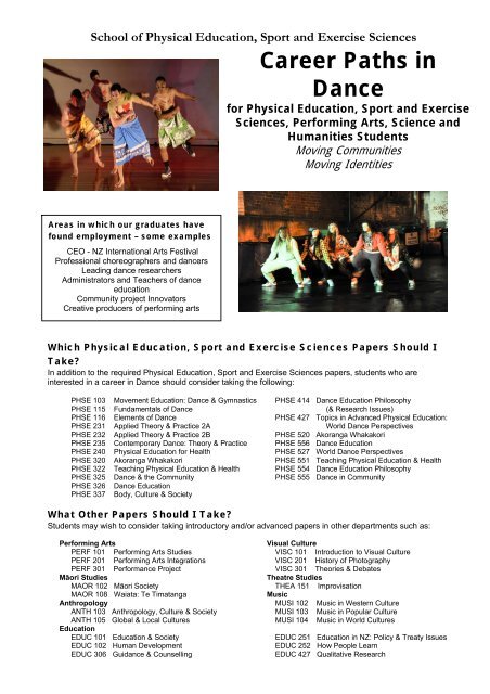Career Paths in Dance - The School of Physical Education