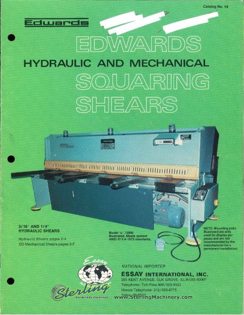 Edwards Hydraulic and Mechanical Square Shears Brochure