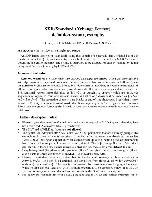 SXF (Standard eXchange Format): definition, syntax, examples