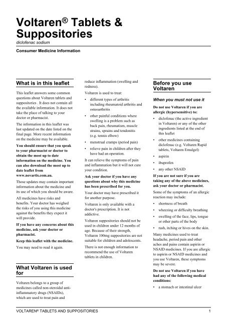 Voltaren® Tablets & Suppositories - PBS