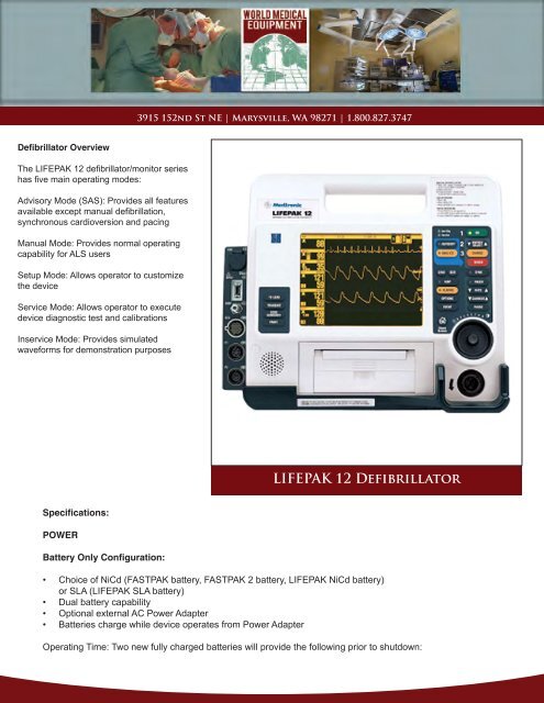 LIFEPAK 12 Defibrillator - World Medical Equipment