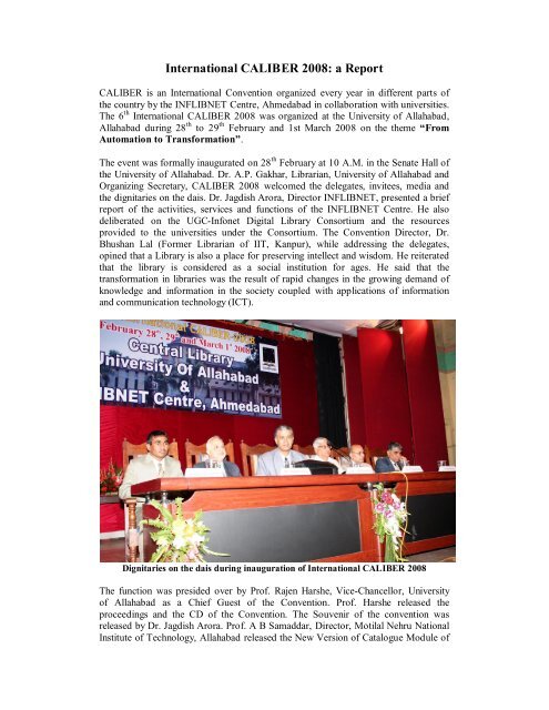 International CALIBER 2008: a Report - INFLIBNET Centre