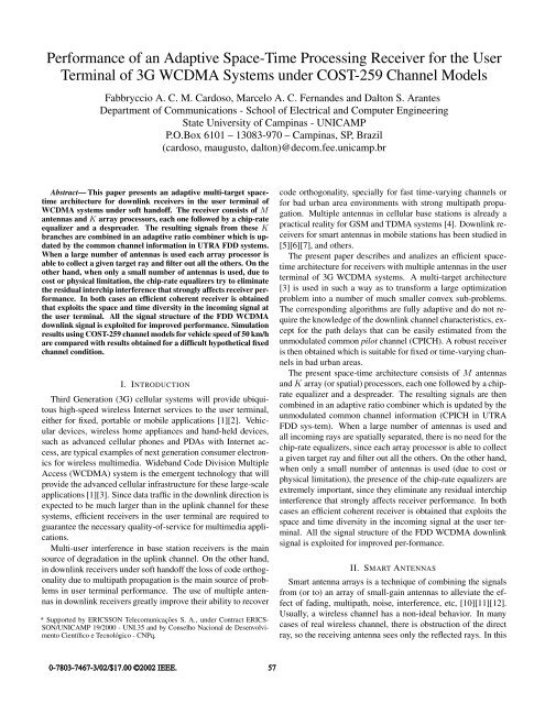 Performance of an adaptive space-time processing receiver for the ...