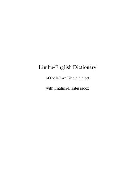 Limbu-English Dictionary - Lacito