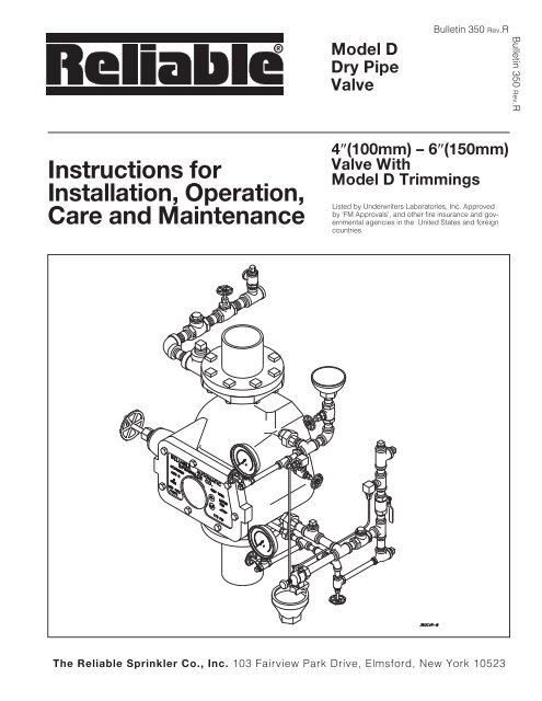 Model D Dry Pipe Valve - Reliable Automatic Sprinkler Co.