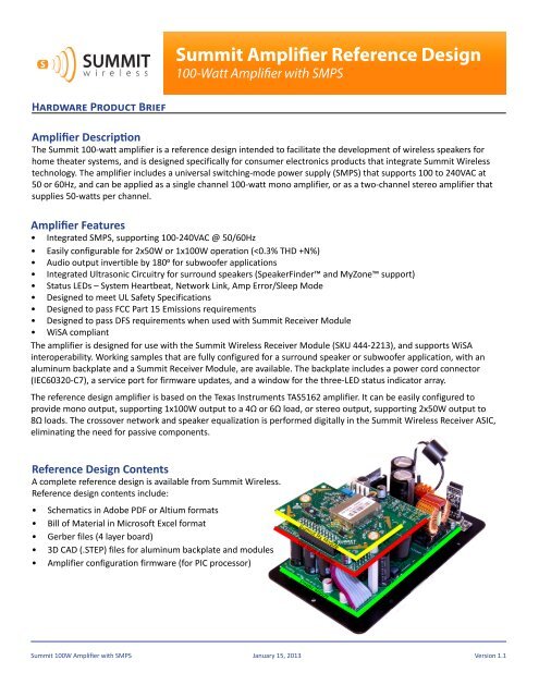 Summit Amplifier Reference Design 100-Watt ... - Summit Wireless