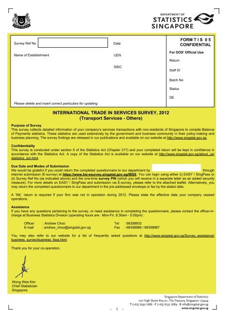 Form TIS05 - Statistics Singapore
