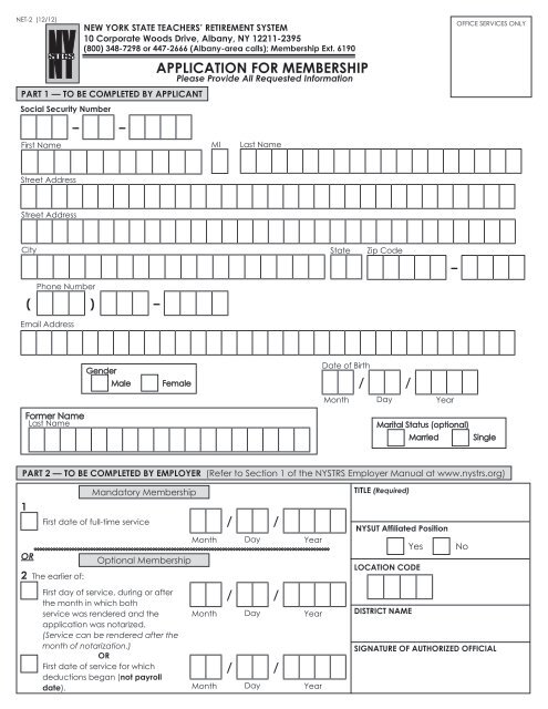 TRS Application for Membership Form