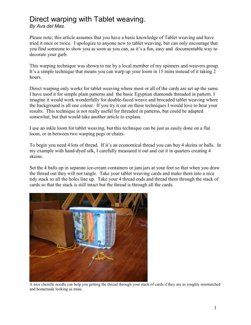 Direct warping with Tablet weaving.