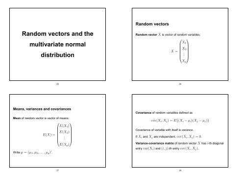 Random Vectors And The Multivariate Normal Distribution