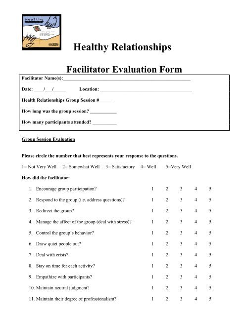 Healthy Relationships Facilitator Evaluation Form