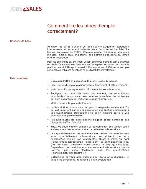 Comment Lire Les Offres D Emploi Correctement Jobs Ch
