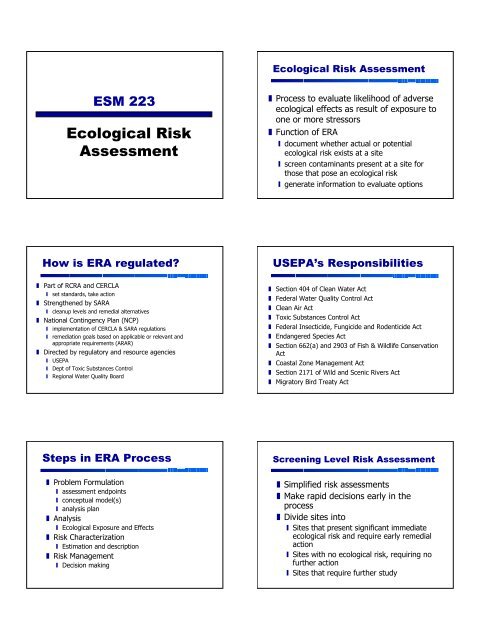 Ecological Risk Assessment