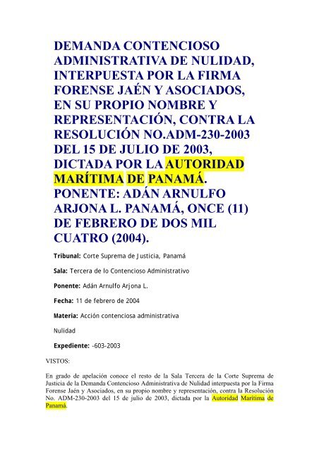 JAEN Y ASOCIADOS CAN.pdf - Autoridad MarÃ­tima de PanamÃ¡