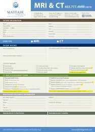MRI REFERENCE CHART - Mayfair Diagnostics