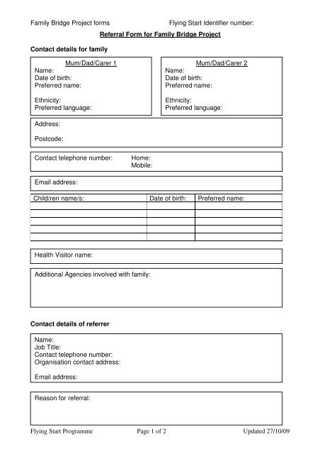 Family Bridge Project Referral Form