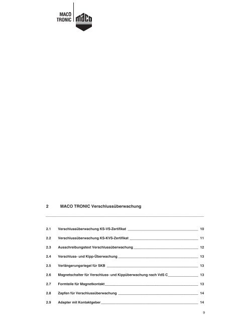 2 MACO TRONIC VerschlussÃ¼berwachung