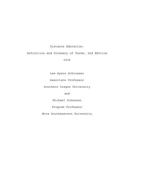 Distance Education: Definition and Glossary of Terms, 2nd Edition ...
