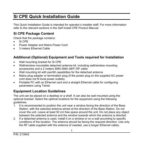 Si CPE Quick Installation Guide