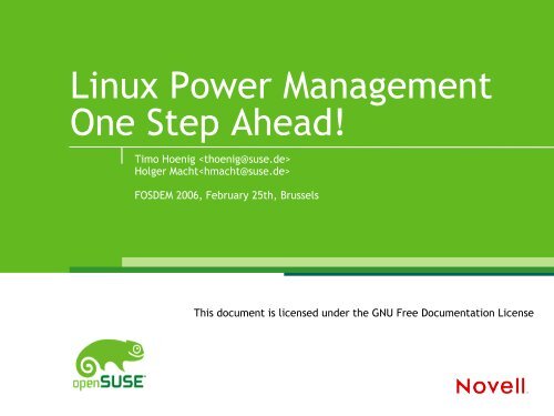 Linux Power Management - One Step Ahead!